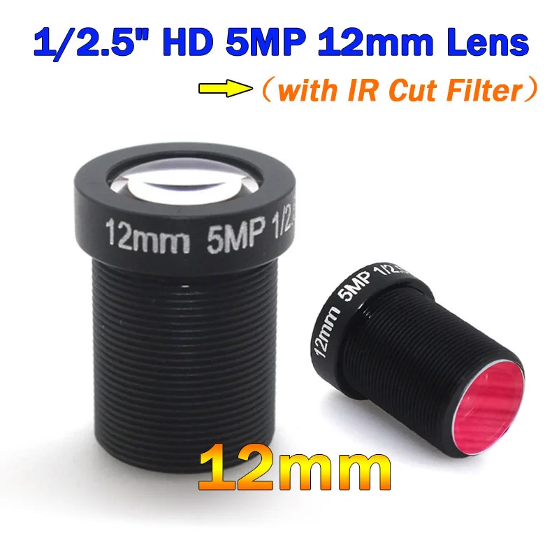 HD 5Megapixel M12 Fixed 1/2.5 inch Monofocal 12mm CCTV Lens + 650nm IR ...