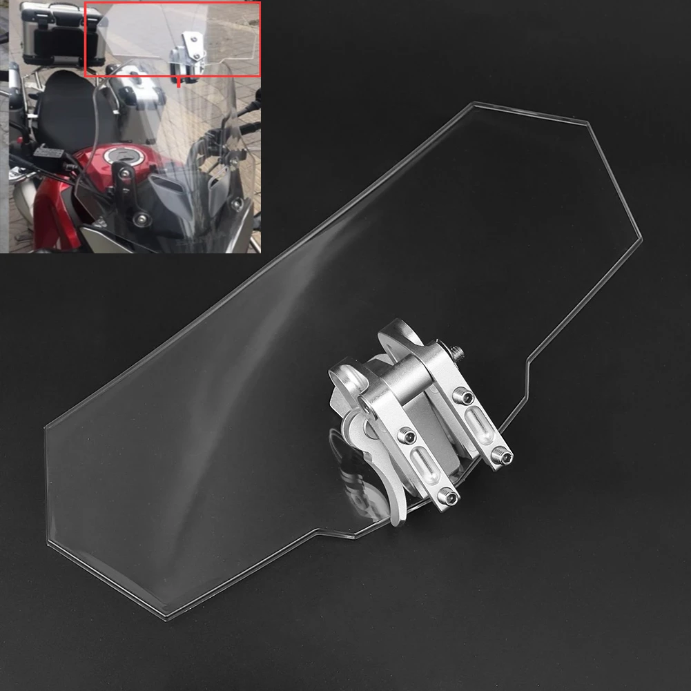 Motorcycle Universal Clear Adjustable Windscreen Wind Deflector ...