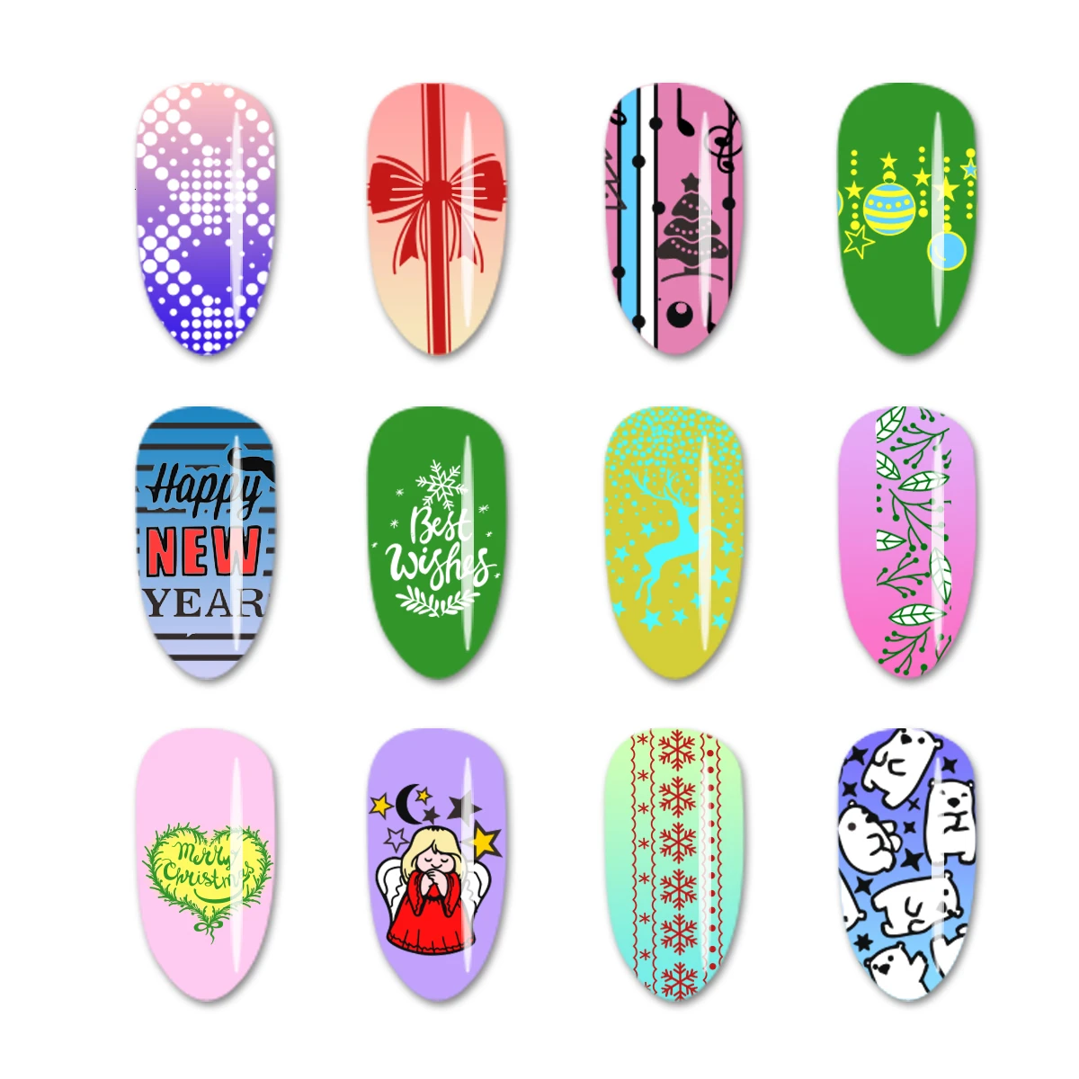 BEAUTYBIGBANG 6*12 см Рождественский дизайн ногтей штамповки пластин ...