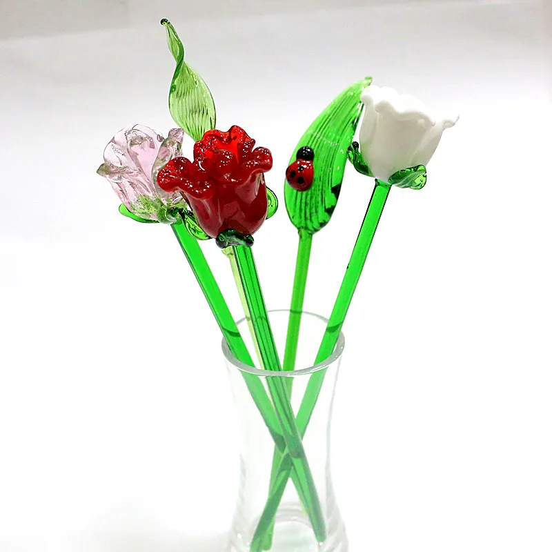 Glass Art Hand Blown Spring Flower Hand Blown Glass Roses Flowers Glass ...