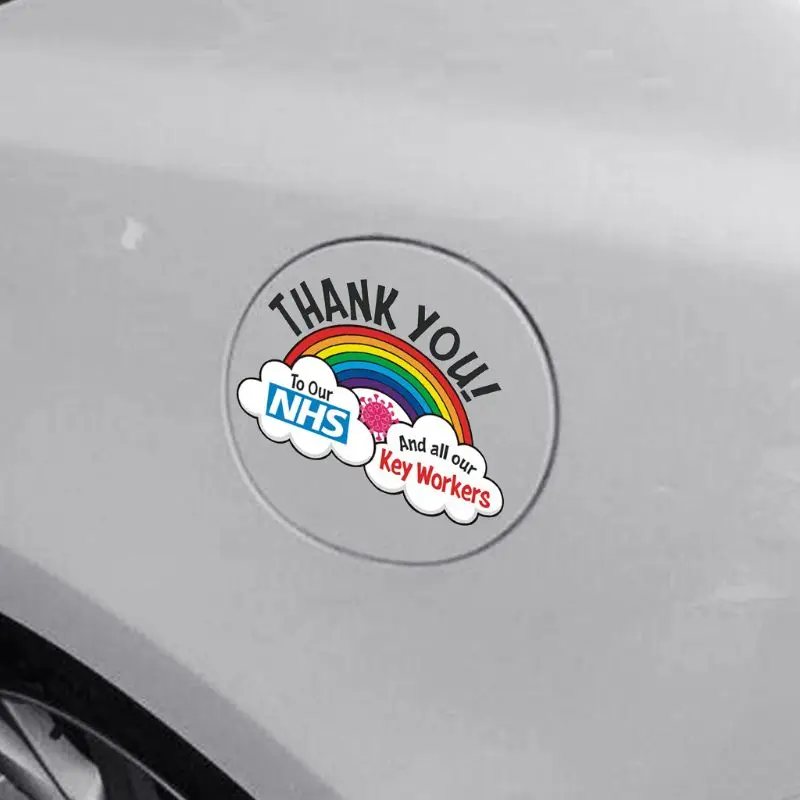 NHS Car Stickers Thank You Key Workers Rainbow Waterproof Vinyl Signs ...