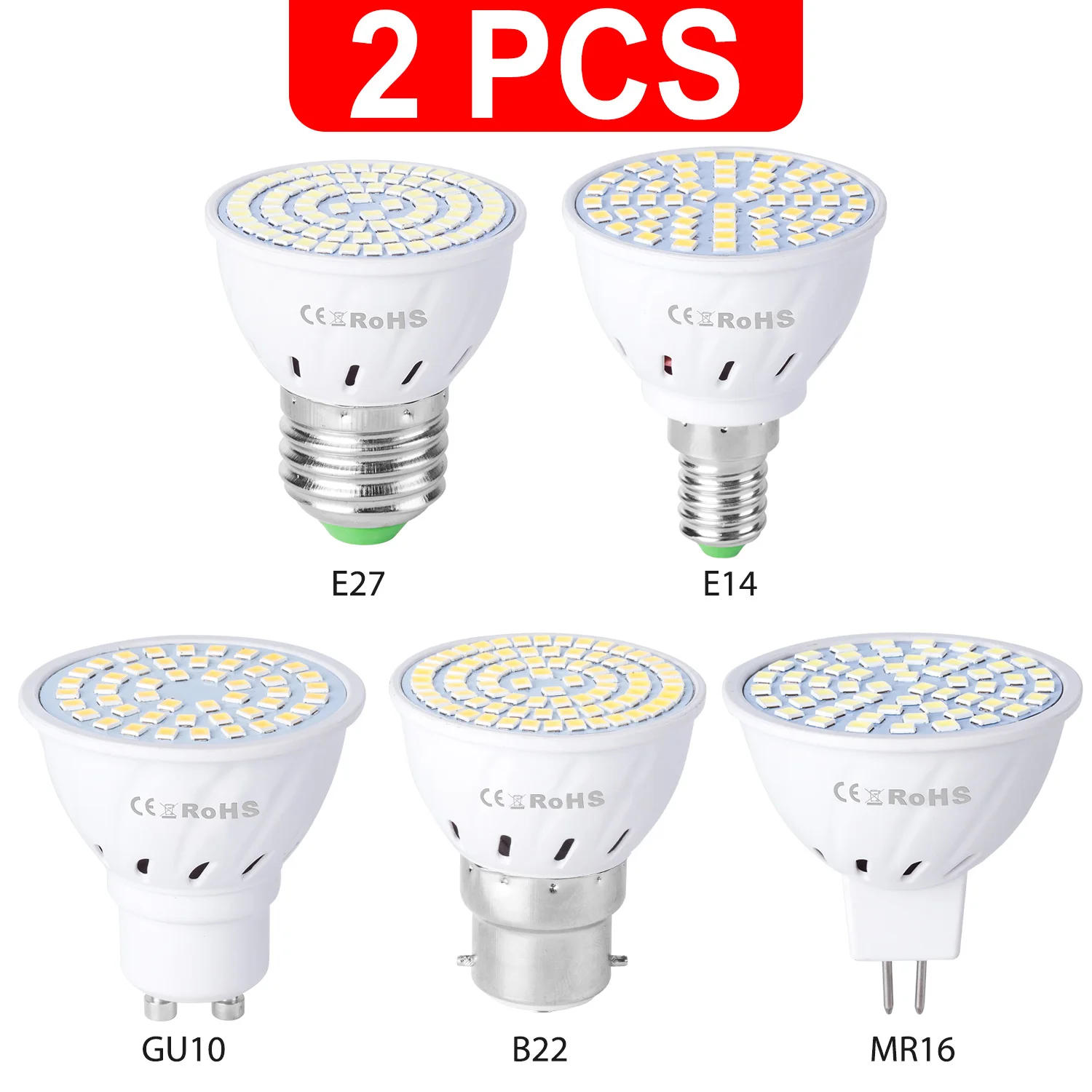 GU10 LED E27 lamba E14 spot ampul 48 60 80leds lampara 220V GU 10 ...