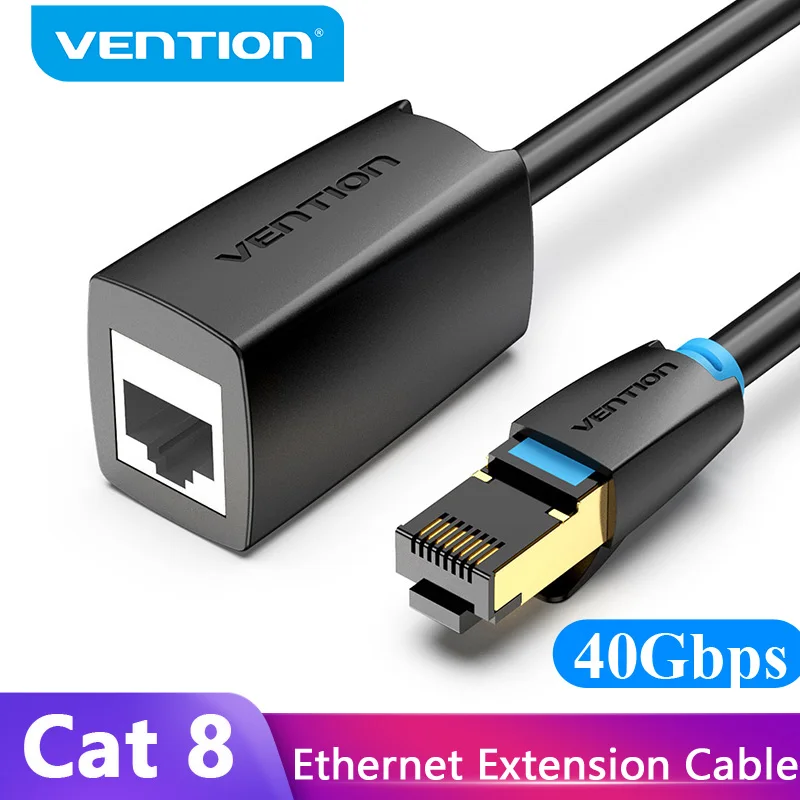 Vention Cat8 이더넷 연장 케이블 stp 40Gbps RJ45 익스텐더 패치 코드 어댑터, 라우터 모뎀 PC Cat 8 ...