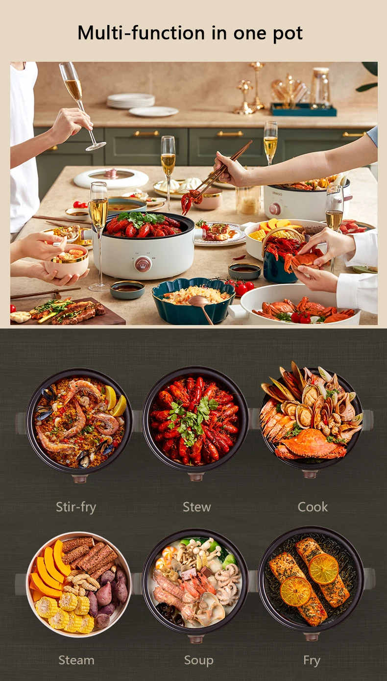 DMWD 3L Multifunction Electric Cooker Mini Skillet Non-stick Food ...