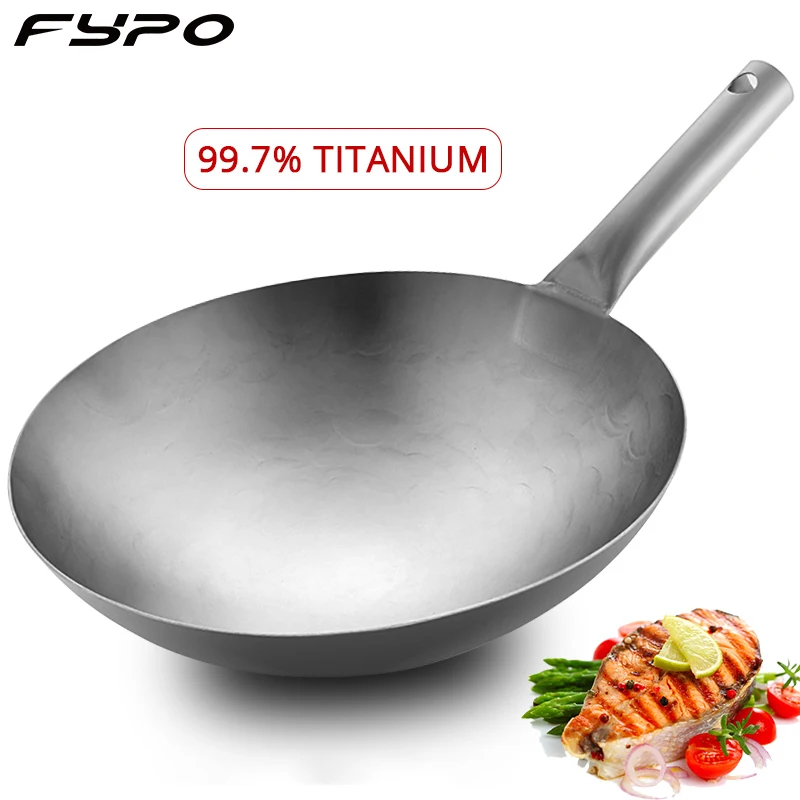 High end Pure Titanium Frying Wok Non stick Pan Uncoated Cooking Pot ...