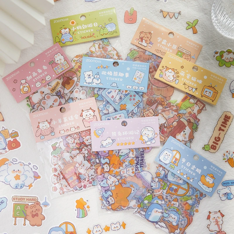 40/46 Pcs Pet Waterproof Colorful Kawaii Cartoon Animal Decorative ...