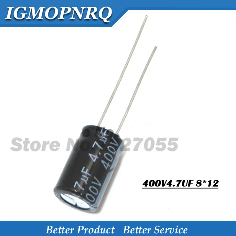 Capacitor eletrolítico de alumínio, capacitor de alta qualidade, 400v4,7 uf 8*12mm, 4.7 uf 400v ...