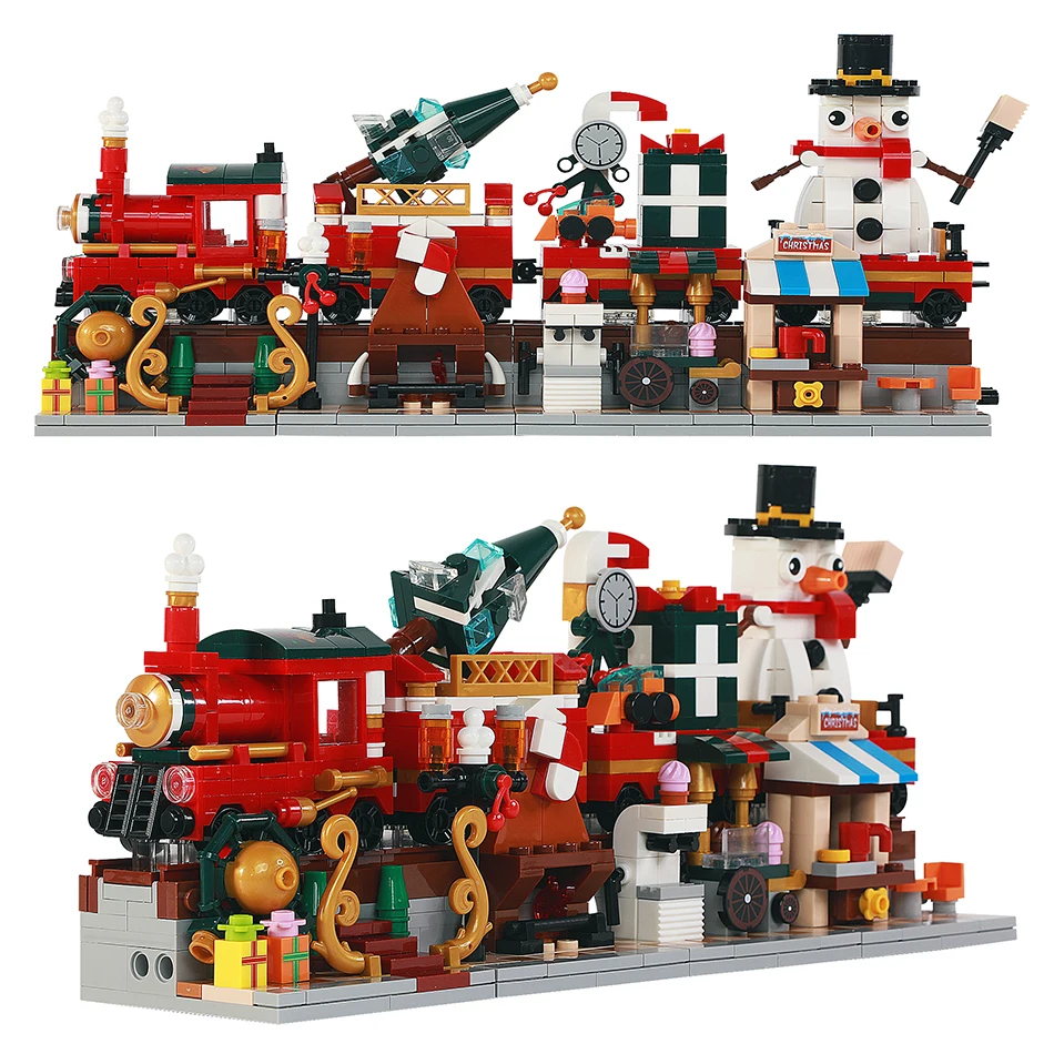 838Pcs-Christmas-Village-Street-View-Snowman-Building-Blocks-City-Santa ...
