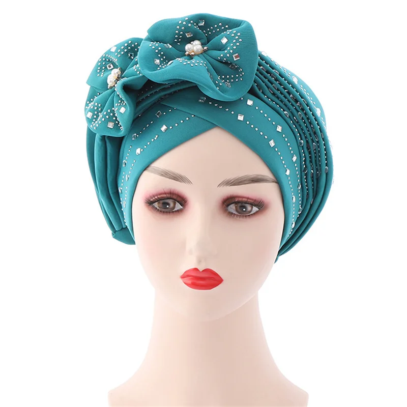 Couvre-chef - Auto Gele - Hijab musulman - Diamants - Bleu - Femme ...