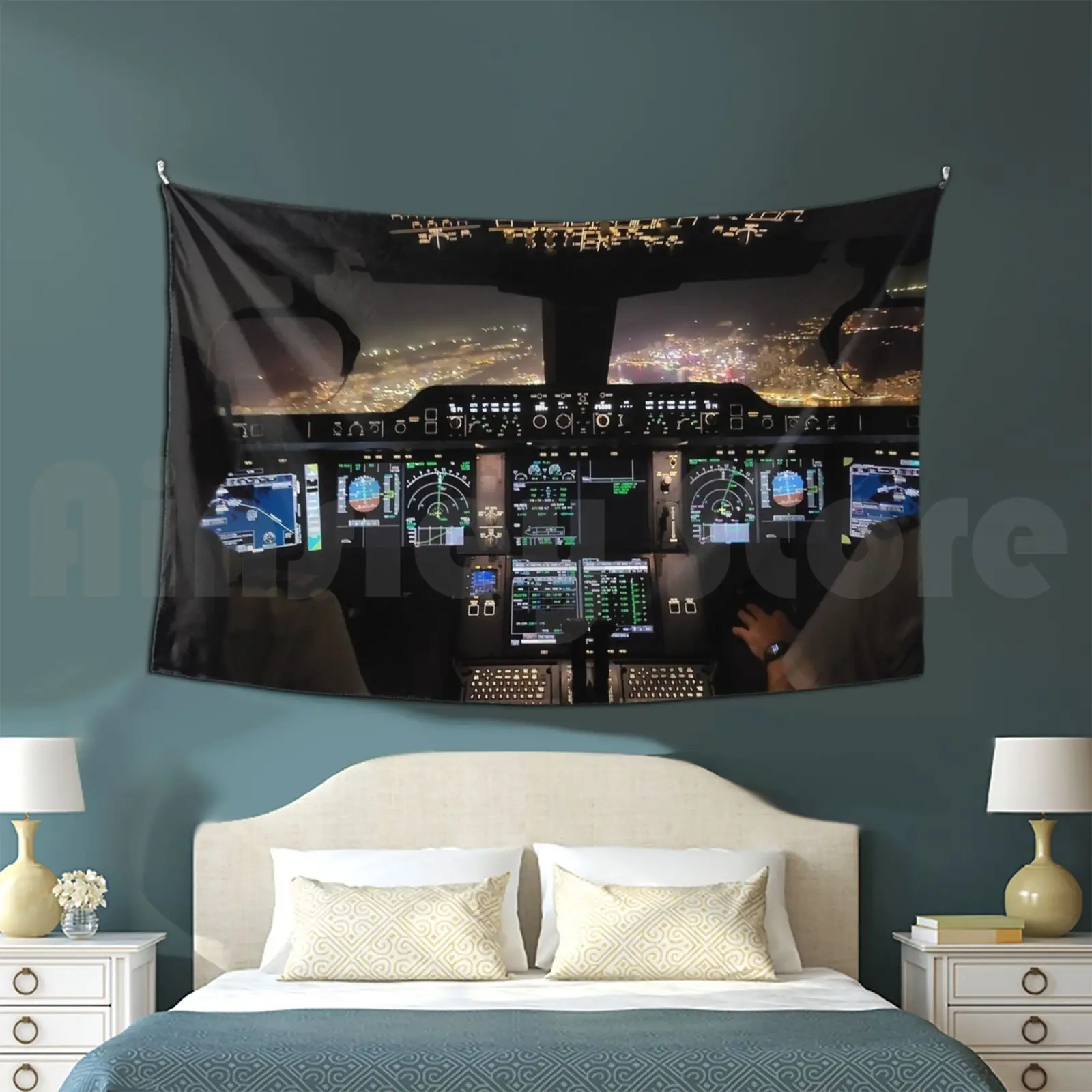 Airbus-A350-900-Cockpit-Out-Of-Tapestry-Living-Room-Bedroom-Planes ...