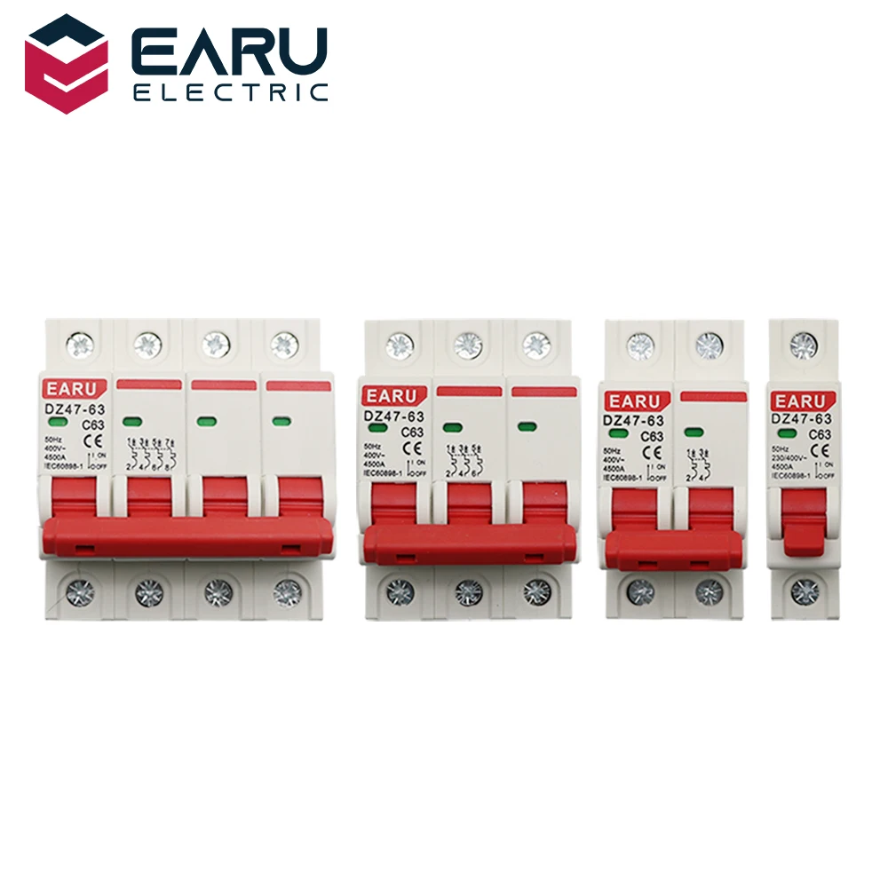 Dz47 1-4 Pole 3a/6a/10a/16a/20a/32a/40a/50a/63a 400v C Type Mini ...