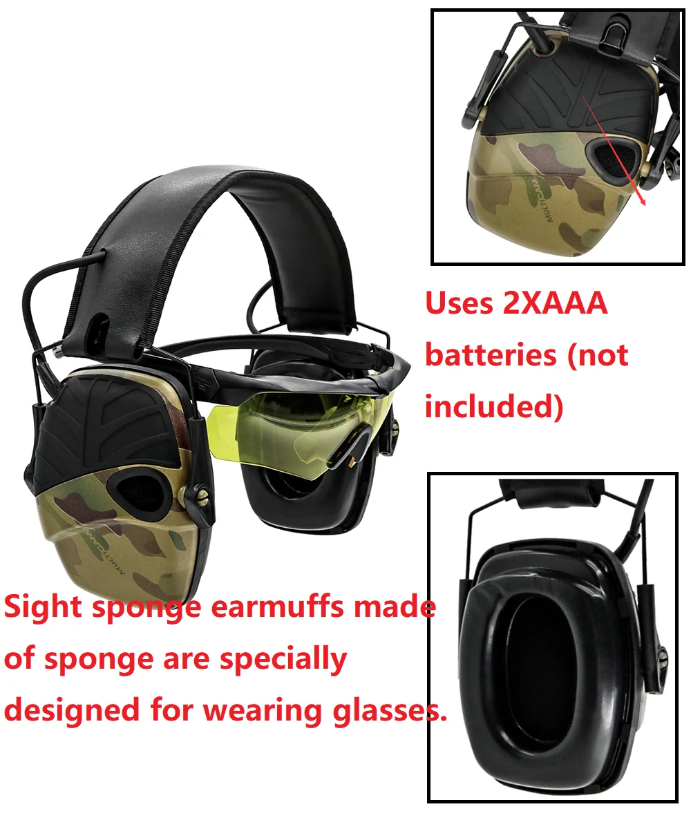 Cache-oreilles de tir électronique avec réduction du bruit,casque de protection auditive ...