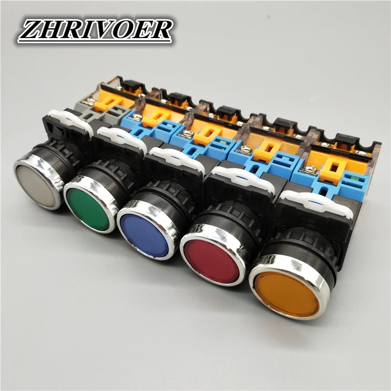 LA38 11D LA38 11DS 라이트 플랫 헤드 버튼 스위치, 순간 래칭 푸시 버튼 스위치, 10A, 440V, AC, DC ...