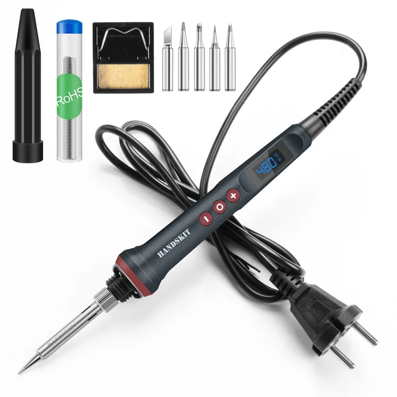 Handskit 90W Digital Electrical Soldering Iron kit Thermal Control Soldering Iron with 4 Wire ...