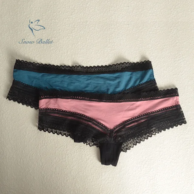 two size low rise model boxer tange sexy lingerie black lace pink blue ...