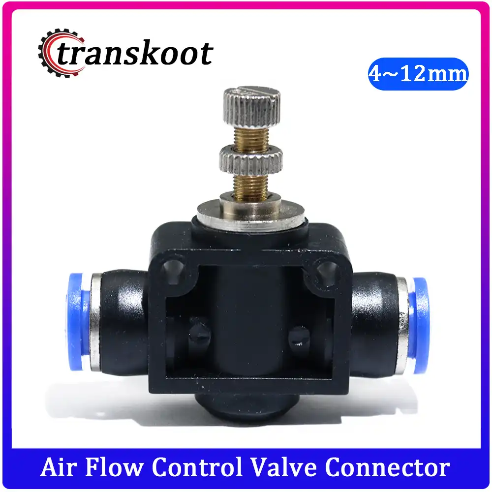 Pneumatic Airflow Regulator 4mm 6mm 8mm 10mm 12mm OD Hose Tube Gas Flow Adjust Valve Connector ...