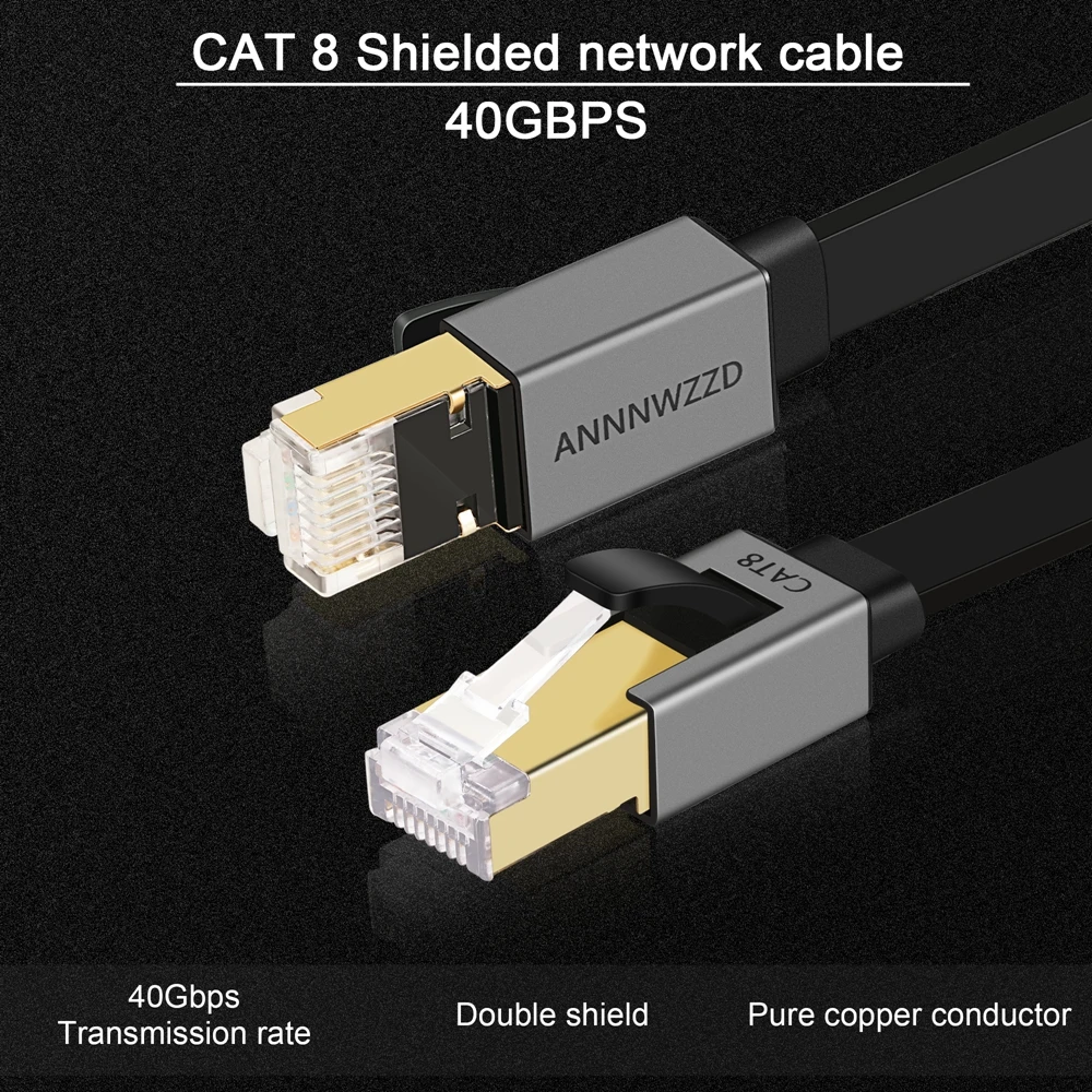 Black-5M -Câble Ethernet Cat8 40Gbps RJ45 câble réseau haute vitesse ...