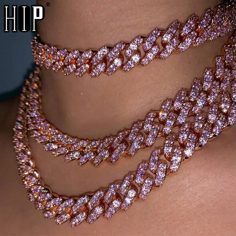 Hip Hop 12MM Completa Iced Out Pavimentada Rosa Strass Miami Prong ...