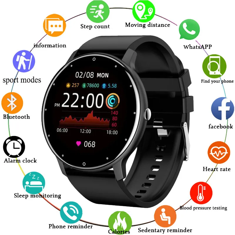 2021 Smartwatch Full Touch Screen Watches Sport Fitness Tracker Ip68 ...