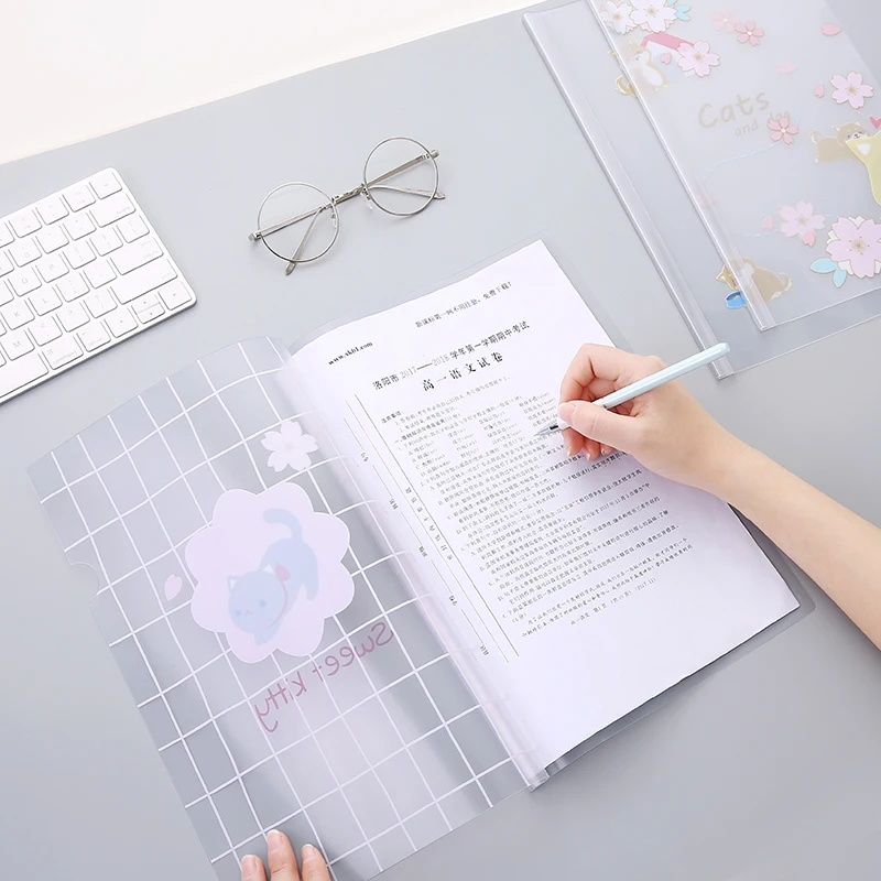 A4 Cute transparent resume report cover sliding bar binder folder ...