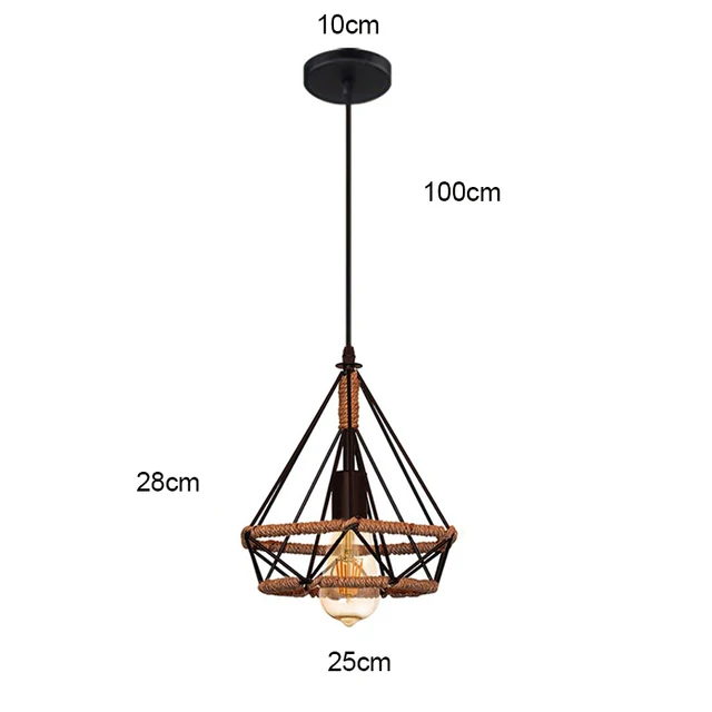 Retro Industrial Pendant Light Nordic Black Metal Cage Lighting ...