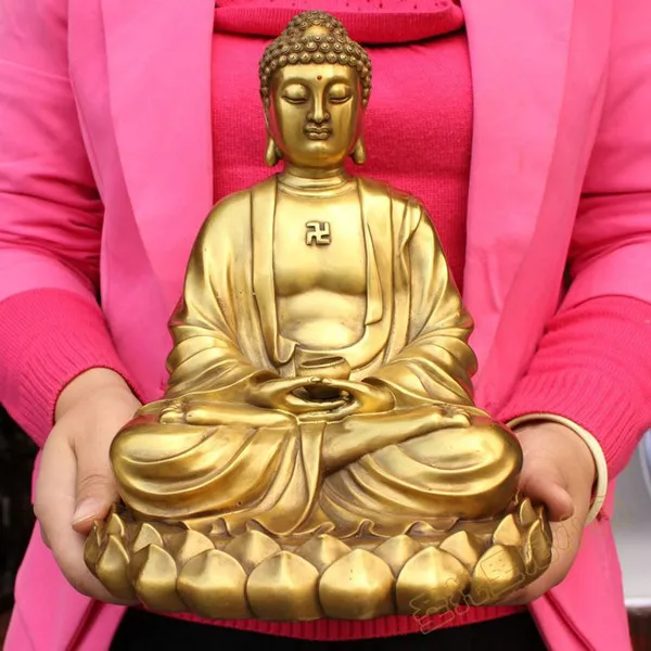 Large Nice Bronze Brass Sakyamuni Gautama Amitabha Buddha Statue Figure ...