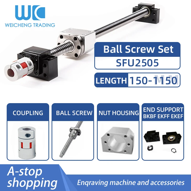 CNC Ballscrew Set : 25MM Ball screw SFU2505 End Machined + RM2505 Ball ...