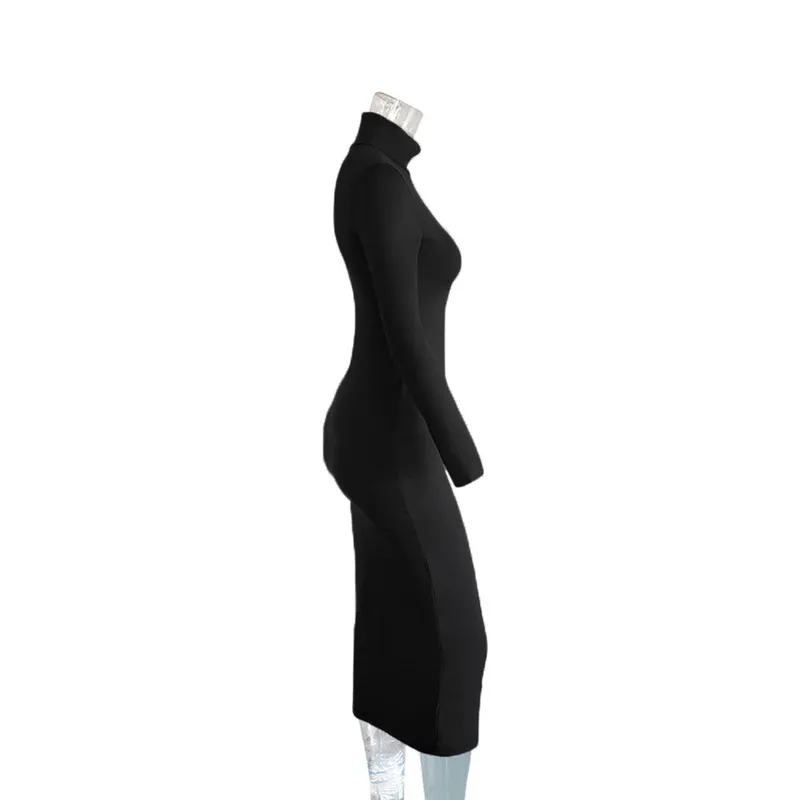 ANJAMANOR, длинное облегающее Платье макси с высокой горловиной и ...