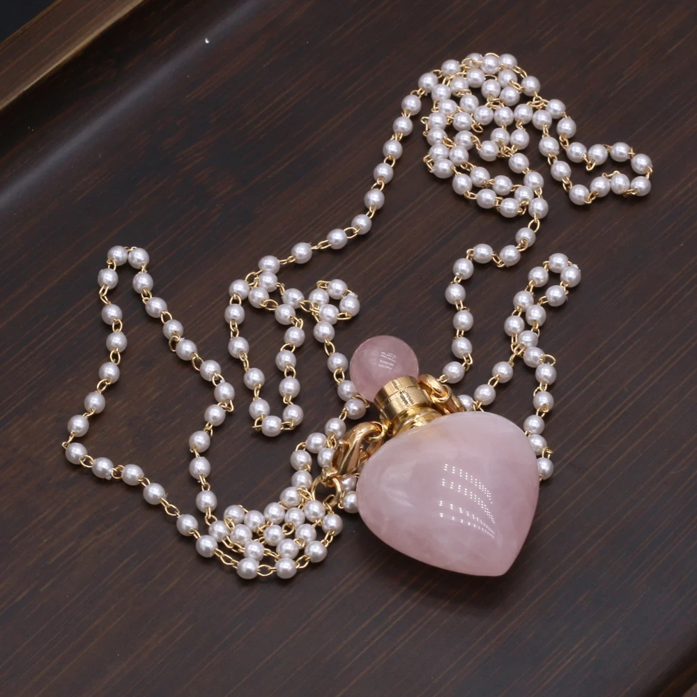 Collar-con-colgante-de-botella-de-Perfume-en-forma-de-coraz-n-de-piedra ...