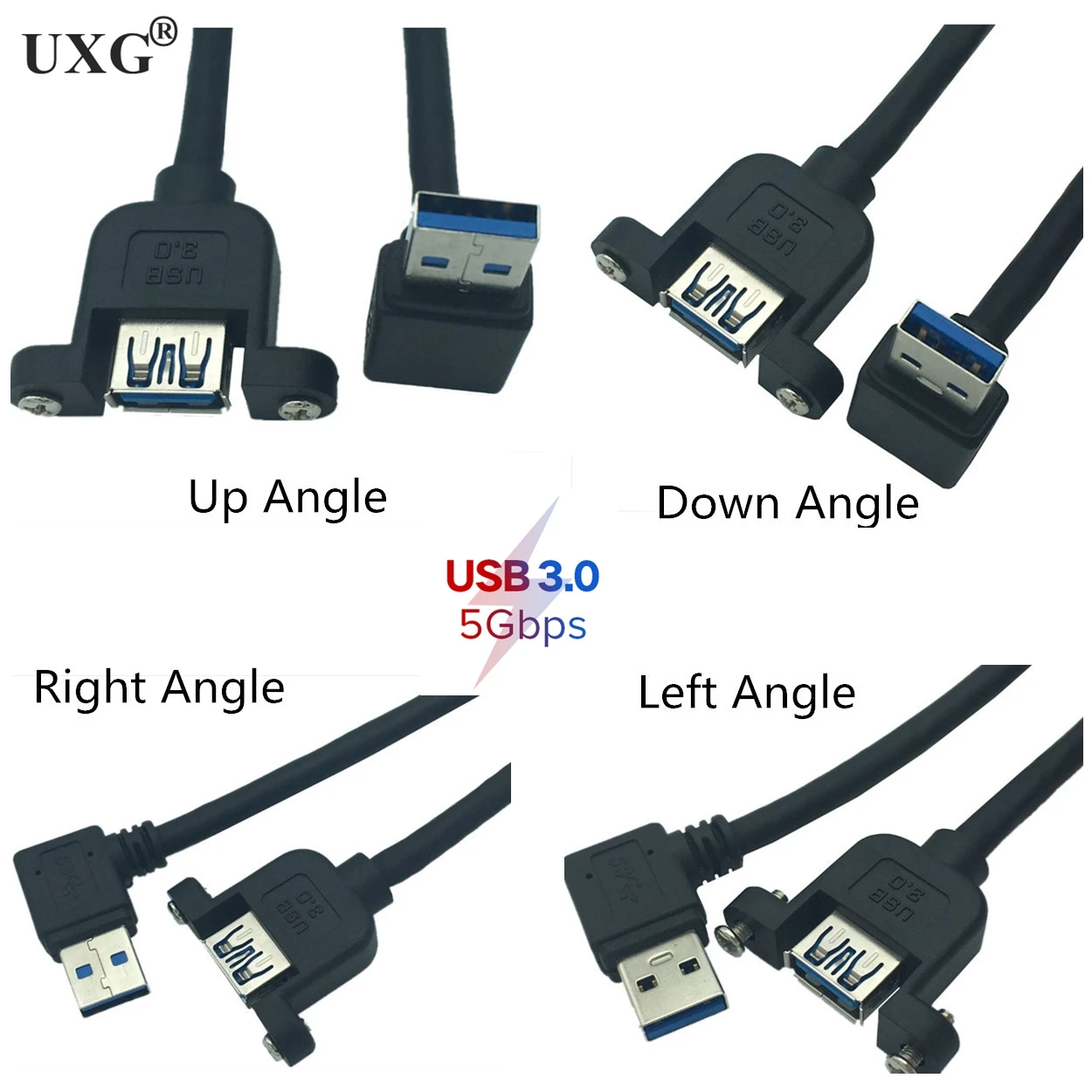 USB-Cable-Type-A-Female-Panel-Mount-To-USB-Male-UP-Down-Left-Right ...