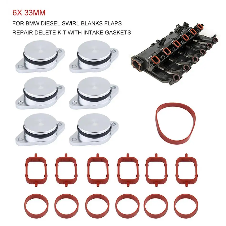 6x 33mm Diesel Swirl Flap Blanks Bungs Intake Gaskets Kit for BMW 320d ...