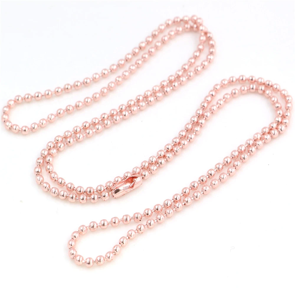 5pcs 2.4mm Rose Gold Color Plated Ball Beads Chain Necklace Bead ...
