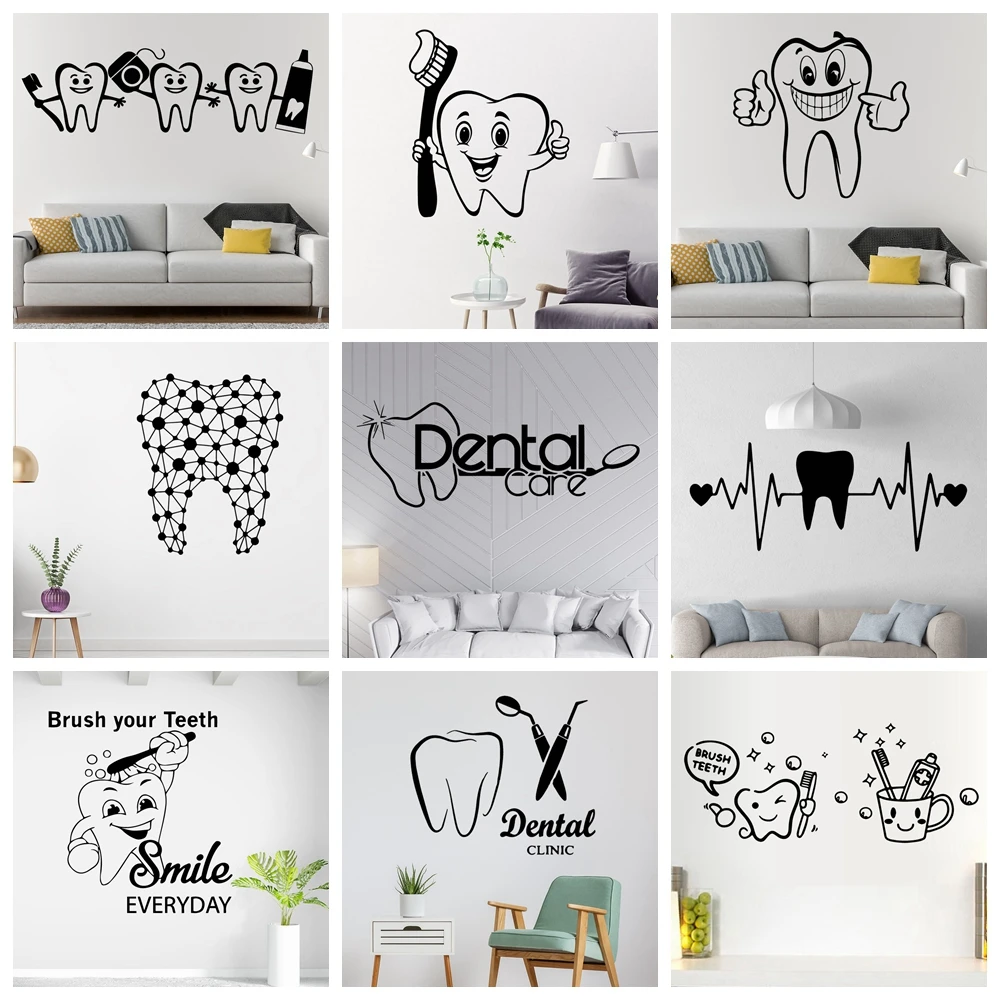 Dentist-Tooth-Vinyl-Wall-Stickers-Teeth-Decals-For-Living-Room-Dental ...