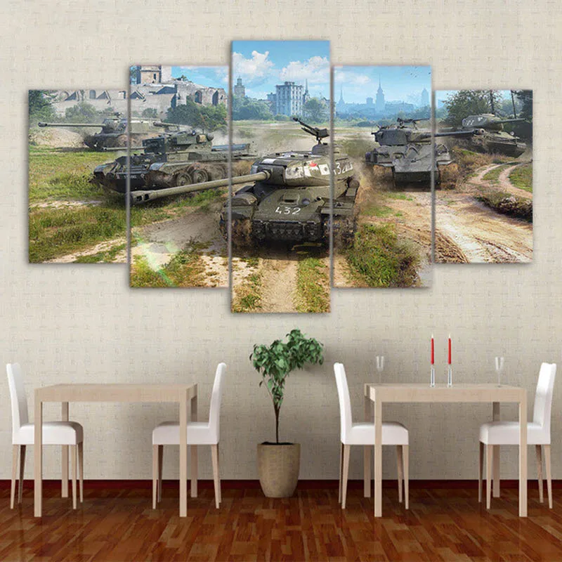 No-Framed-5-Pieces-War-World-of-Tanks-Game-HD-Decorative-Wall-Art ...