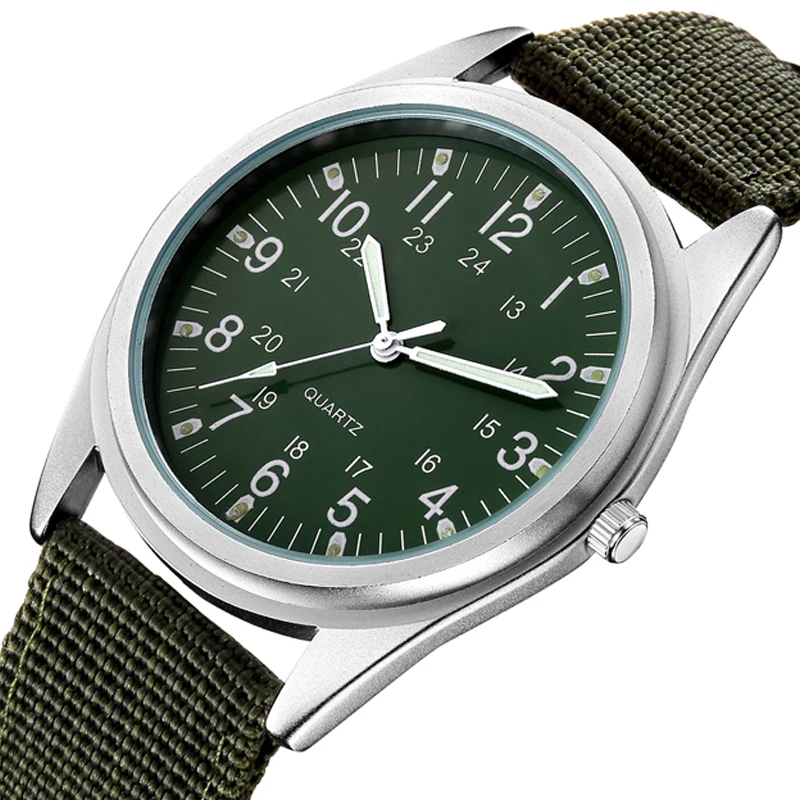 Simple-Quartz-Watch-Men-Luminous-Hands-Woven-Canvas-Belt-Fluorescent ...