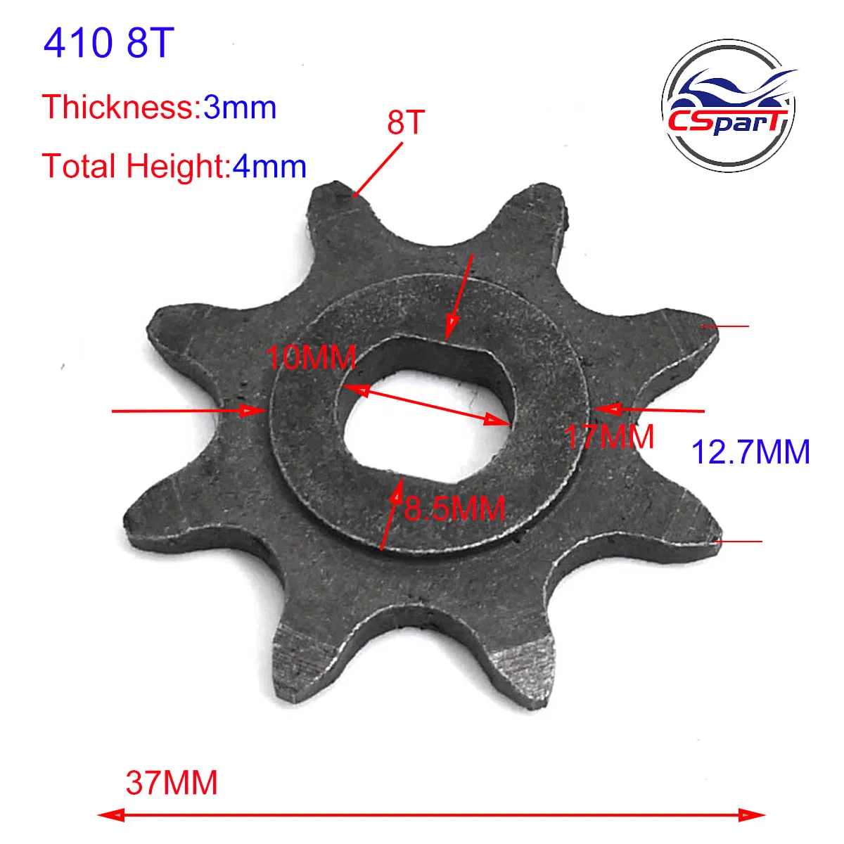 8 Tooth 8T 410 Oval 10MM Razor EVO IZIP Gear Sprocket 500W 800W 1000W ...