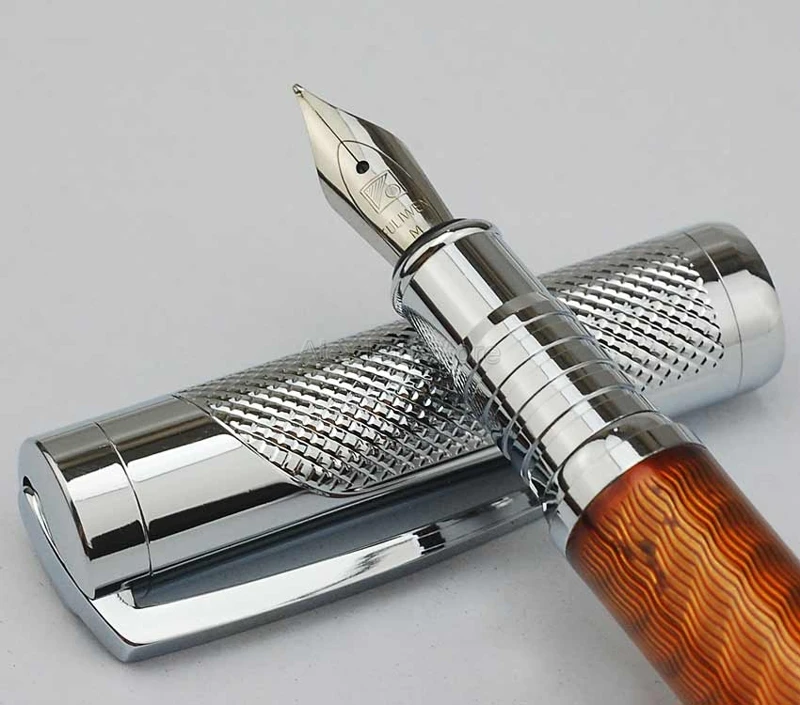 Fuliwen-Carbon-Fiber-Fountain-Pen-Medium-Nib-0-7mm-Yellow-Color-Quality ...