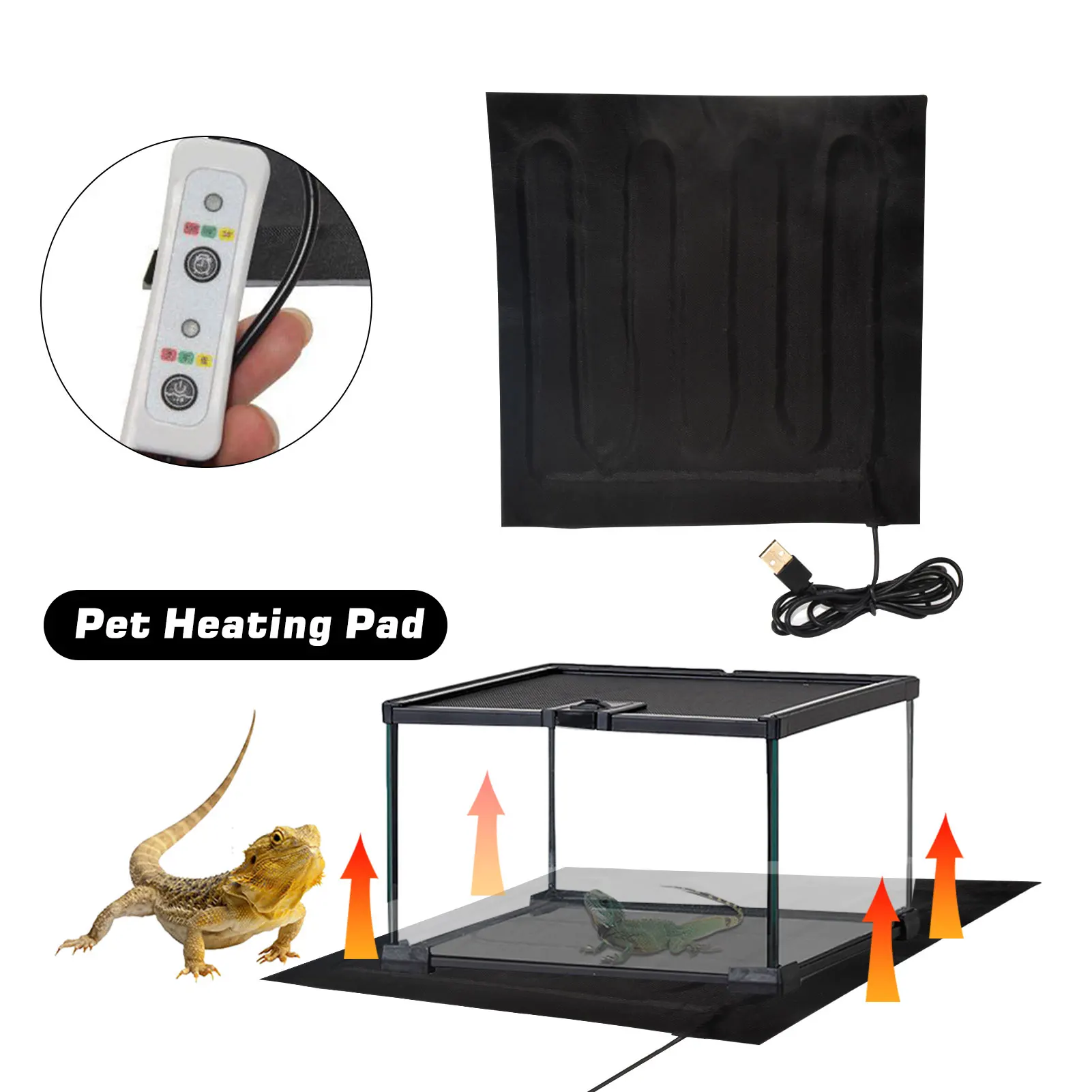 8W Reptile Heat Mat Reptile Terrarium Climbing Pet Heating Warm Pads ...