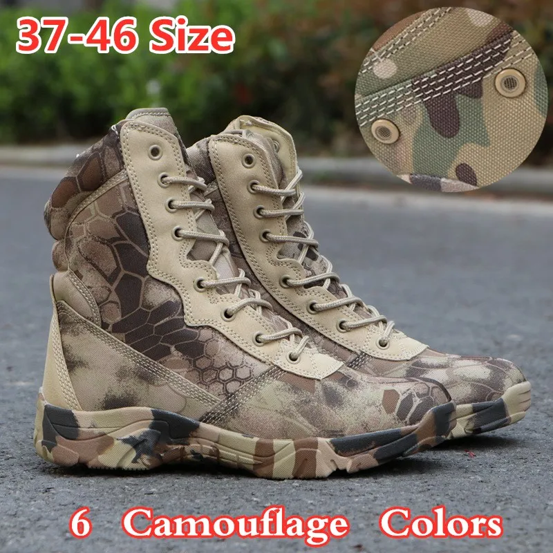 Military Boot Men Outdoor Waterproof Camo Combat Tactical Desert Boots ...