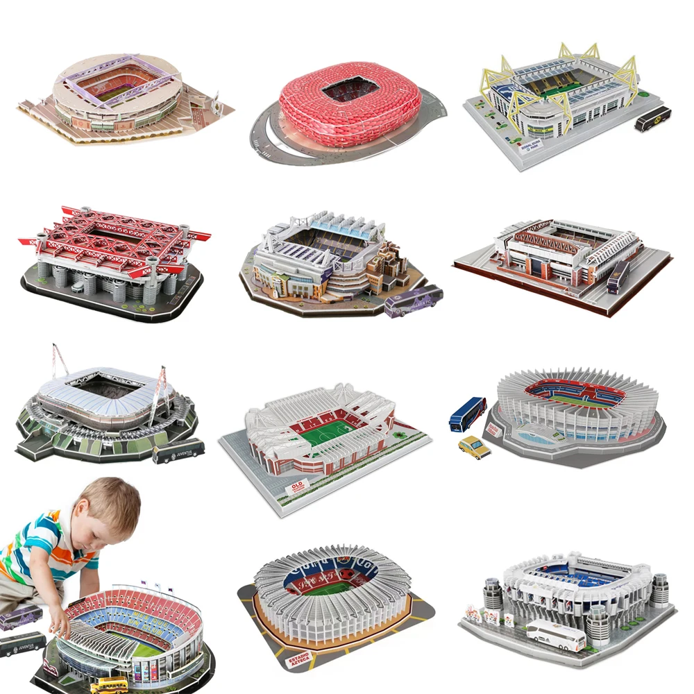 Realistic Football Stadium Puzzles Model Large Size 3D Building Toys ...