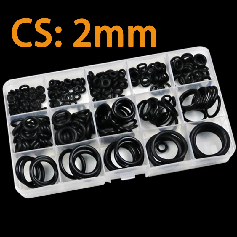 250PCS White/Balck NBR Seal Ring Kit Thickness 1 / 2mm Nitrile Rubber ...