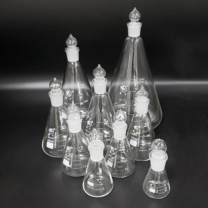 SHUNIU Glass conical flask with ground-in glass stopper