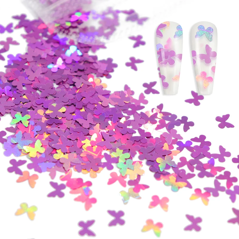 Nail art,Mini papillon holographique 3D pour Nail Art,paillettes,Laser ...