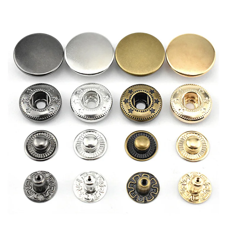 10 Set/pack 10/12/15/17/20mm Metal Press Studs Sewing Button Snap ...