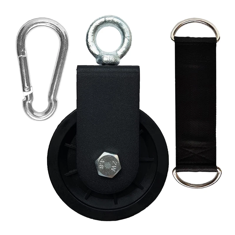 Silent-Gym-Cable-Pulley-with-Hanging-Straps-and-Carabiner-360-Rotation ...