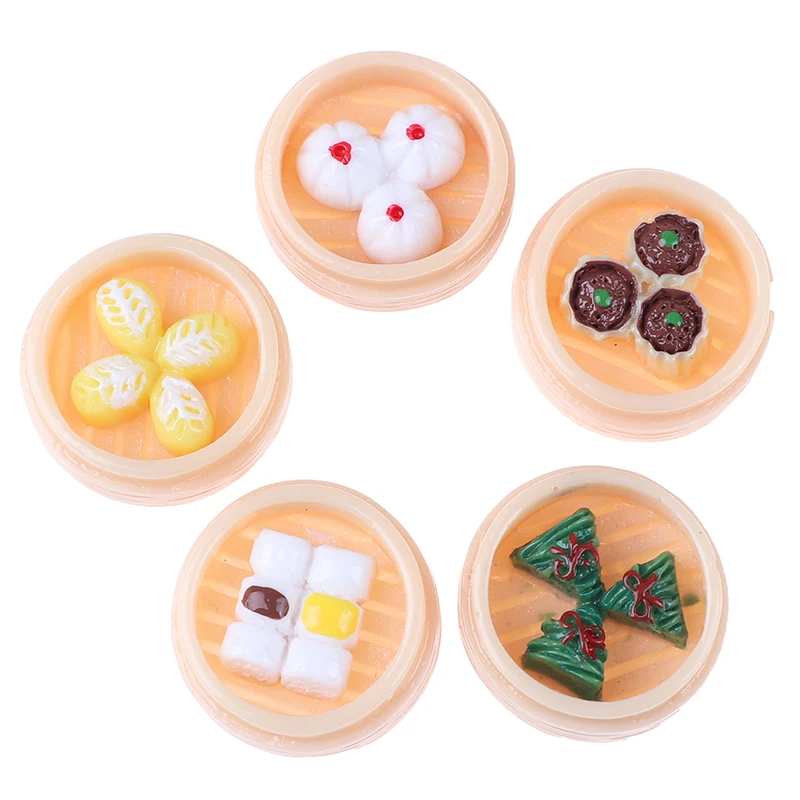 5PCS 1:12 Dollhouse Miniatures Chinese Dim Sum Mini Play Doll Food ...