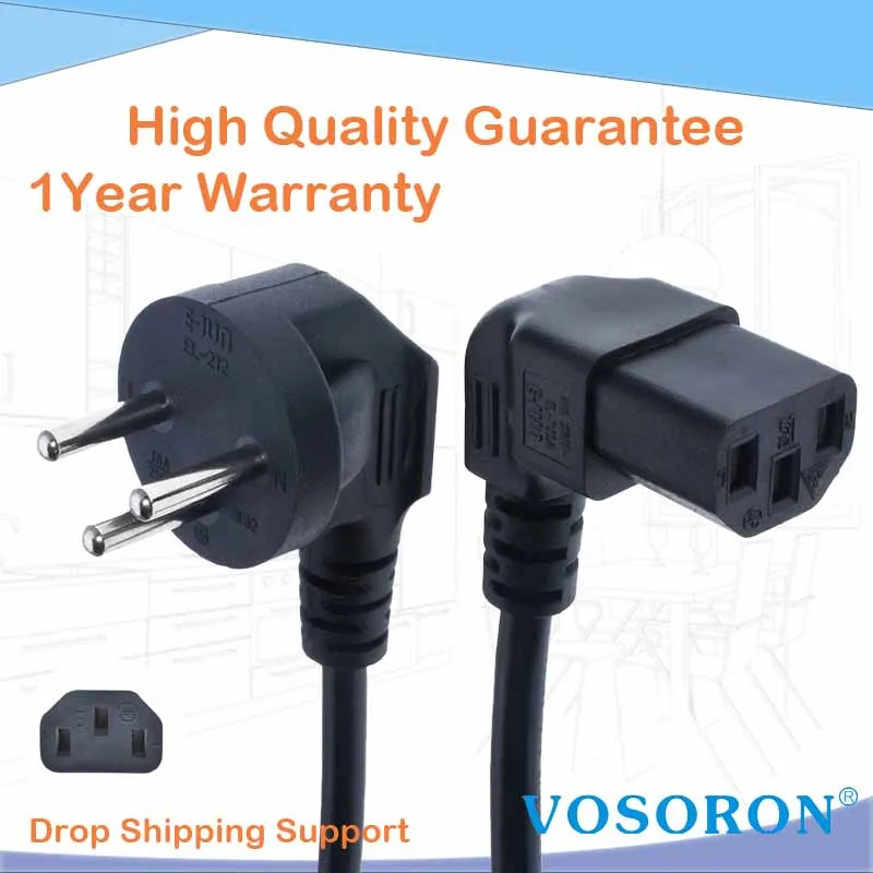 Generic 90 Degree Power Cord Si-32 3 Pin Plug To Iec320 C13 Power ...