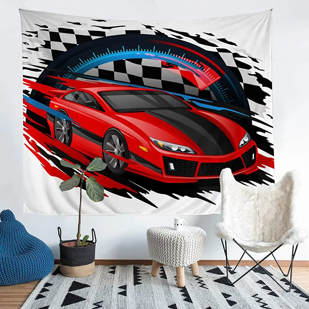 Feelyou Race Sports Car Tapestry for Girls Boys Children Extreme Sports ...