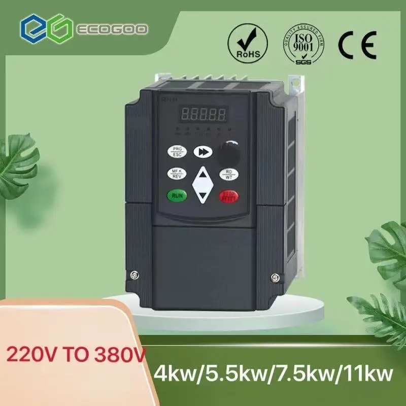 Inversor de frecuencia de 220 monofásico VFD a 3 fases 380V 7.5KW, convertidor de frecuencia ...