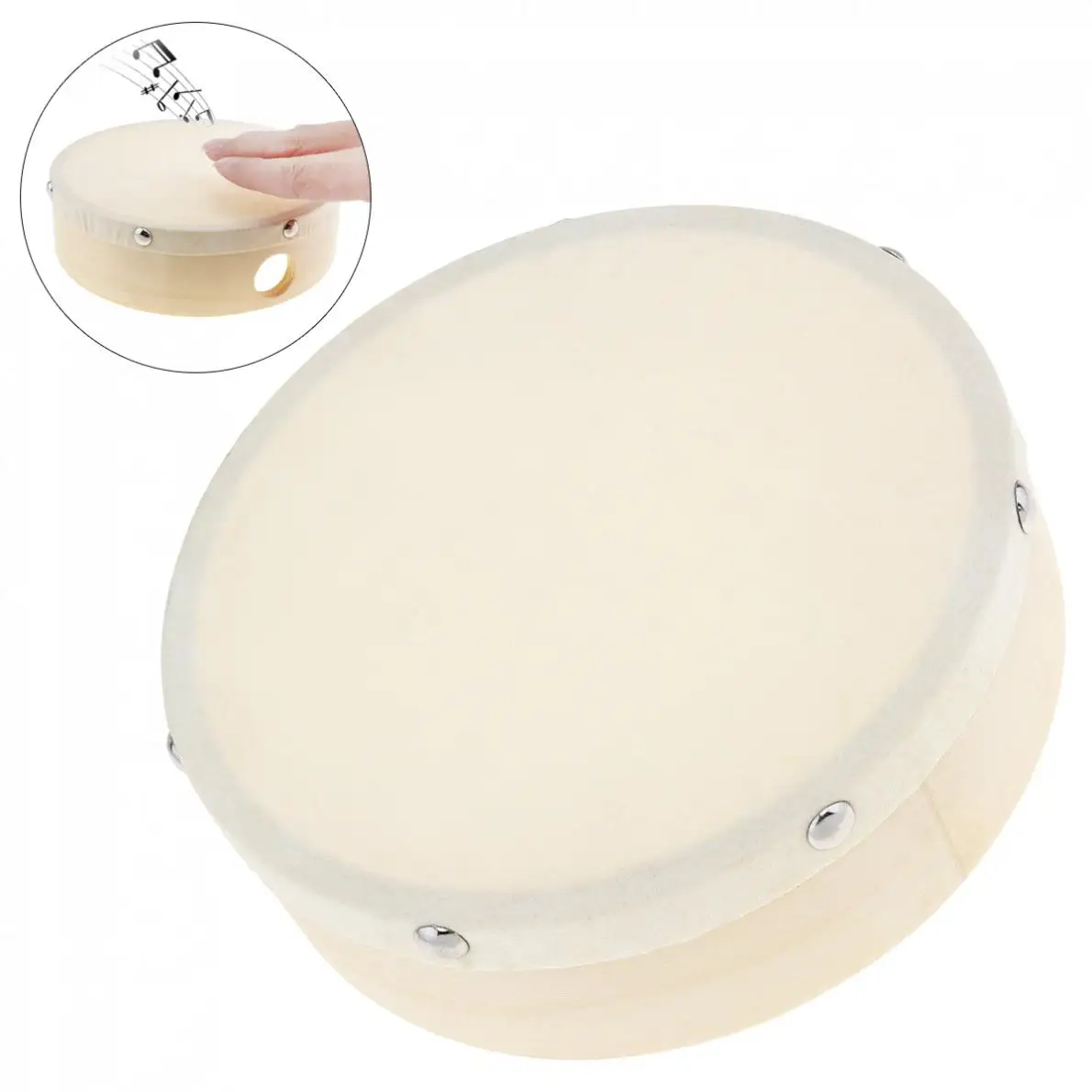 6 Inch Musical Tambourine Tamborine Drum Round Percussion Sheepskin ...